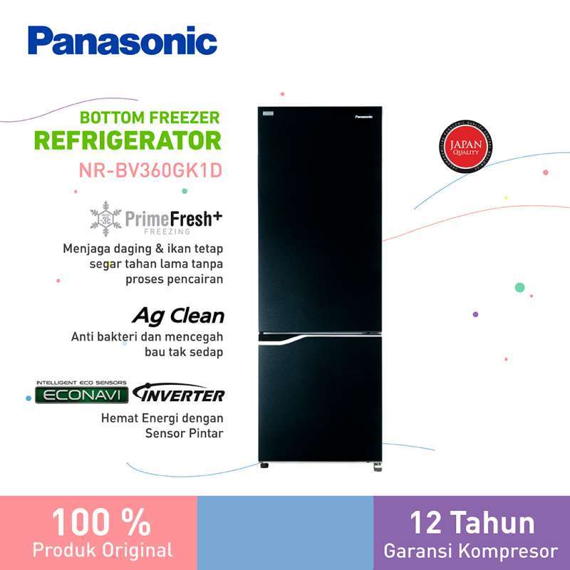 Promo Panasonic NR-BV360GK1D Kulkas 2 Pintu Inverter + Prime Fresh ...