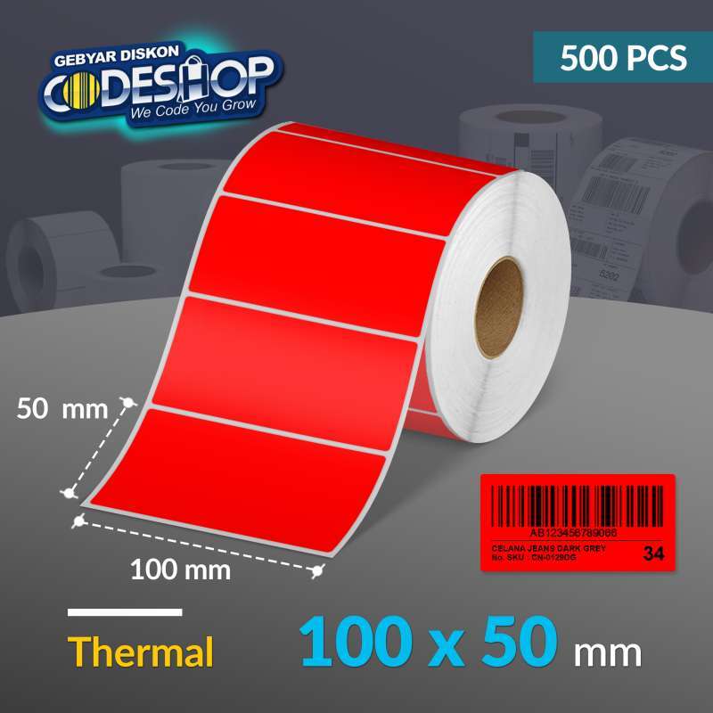 Jual Codeshop Label Thermal Warna 100 x 50 mm 1 Line Stiker Printer Barcode Core 1 Inch Isi 500 ...