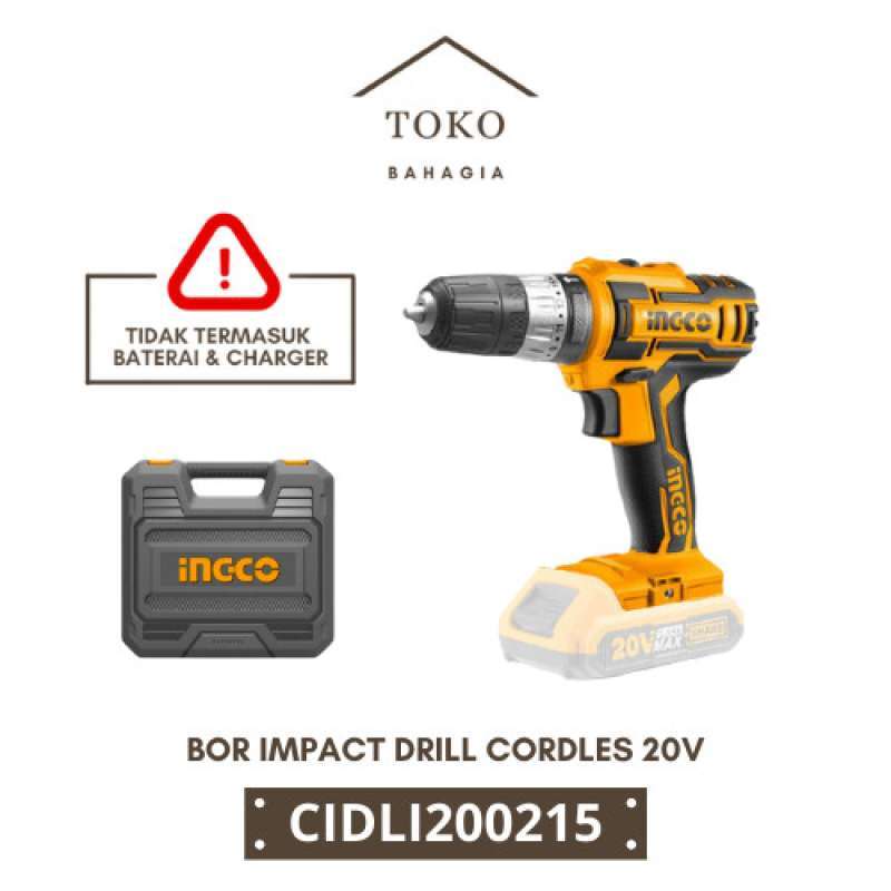 Promo Bor Impact Cordless Bor Baterai ECO 20V INGCO CIDLI200215 Unit ...