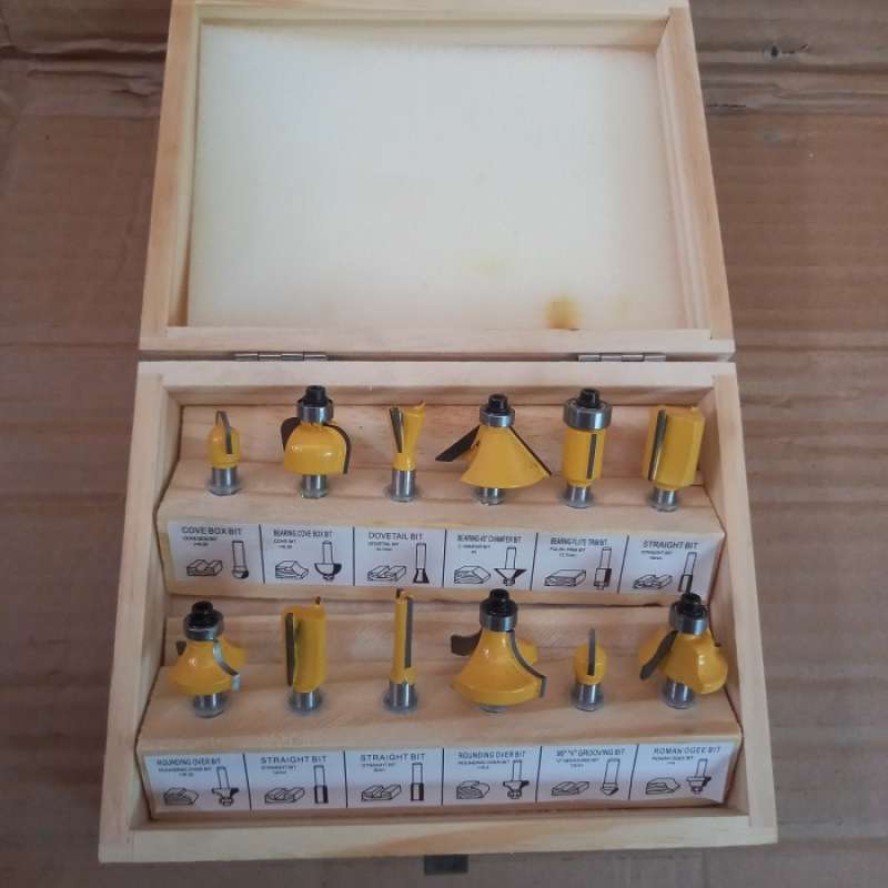 Promo Mata Propil Set 12 Pcs / Mata Trimmer / Mata Router Box kayu 12 ...