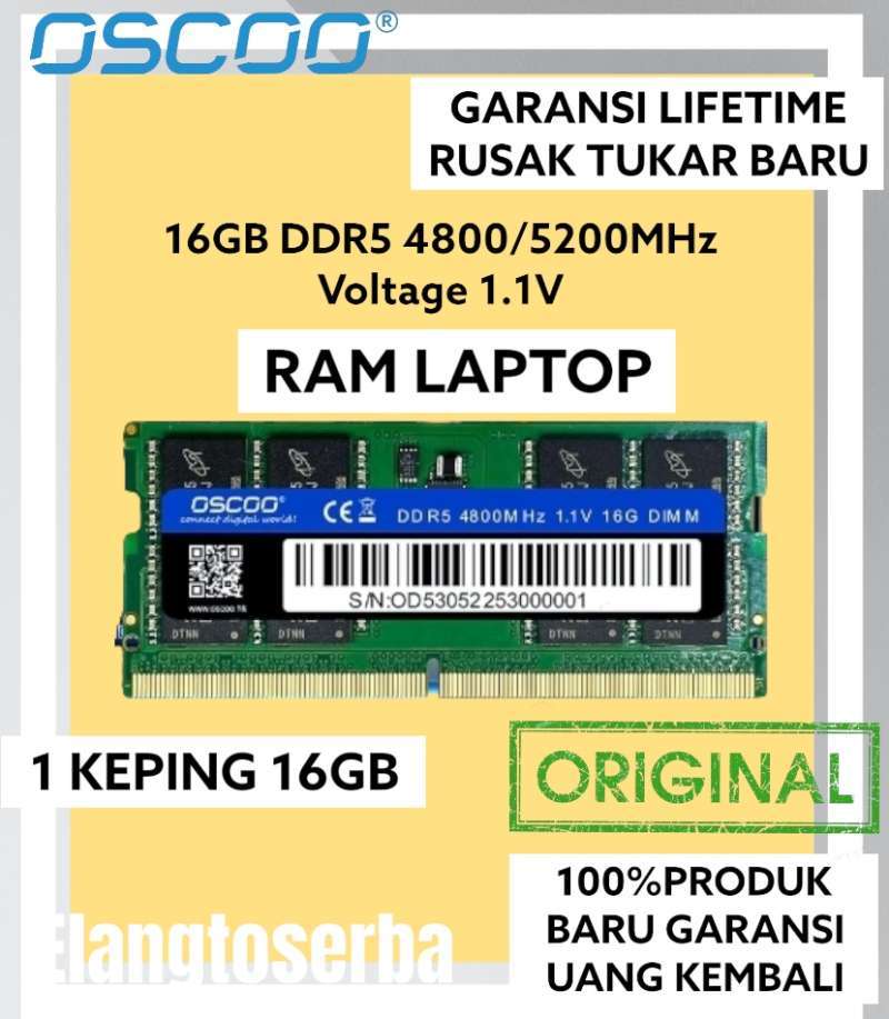 Jual MEMORY SODIM RAM LAPTOP OSCOO DDR5 16GB 4800MHz/5200 ORI GAMING ...