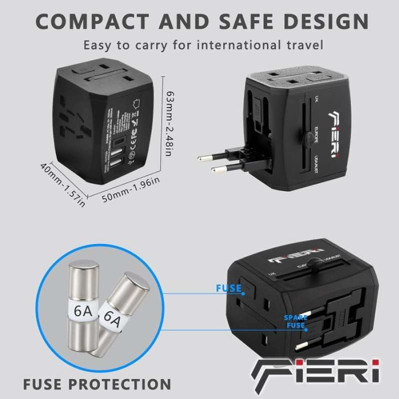Promo New Fieri Universal Travel Adapter 20W Fast Charging Xi1 Type C ...