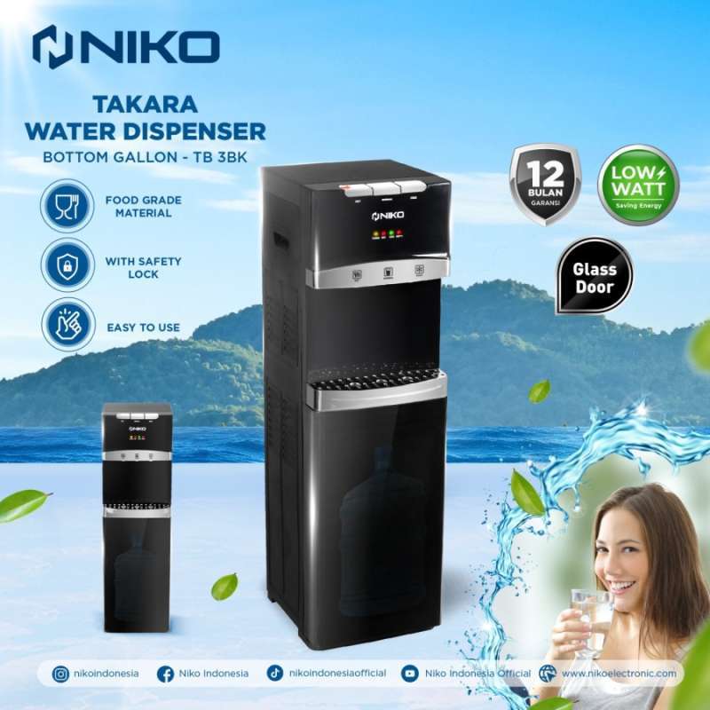 Jual DISPENSER NIKO TAKARA GALON BAWAH TB 3BK 3 KRAN (TUTUP KACA) di ...