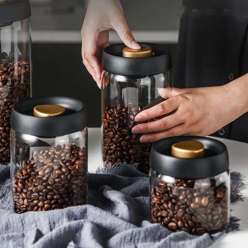Promo toples vacuum kaca makanan coffee bean food storage tank biji ...