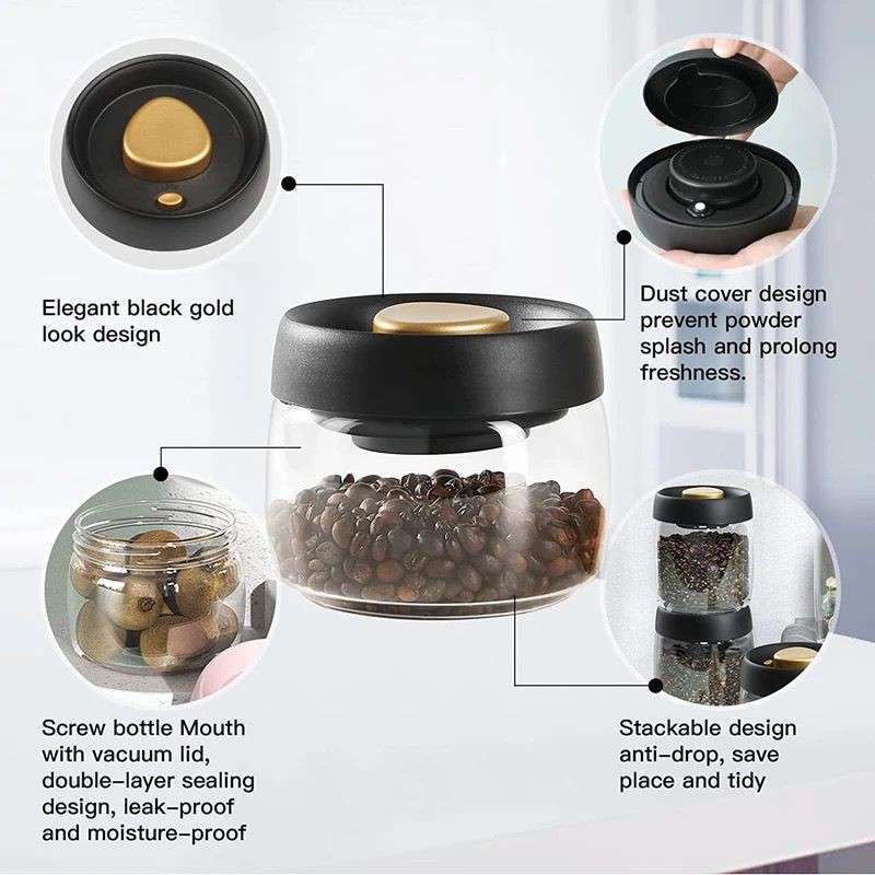 Promo toples vacuum kaca makanan coffee bean food storage tank biji ...