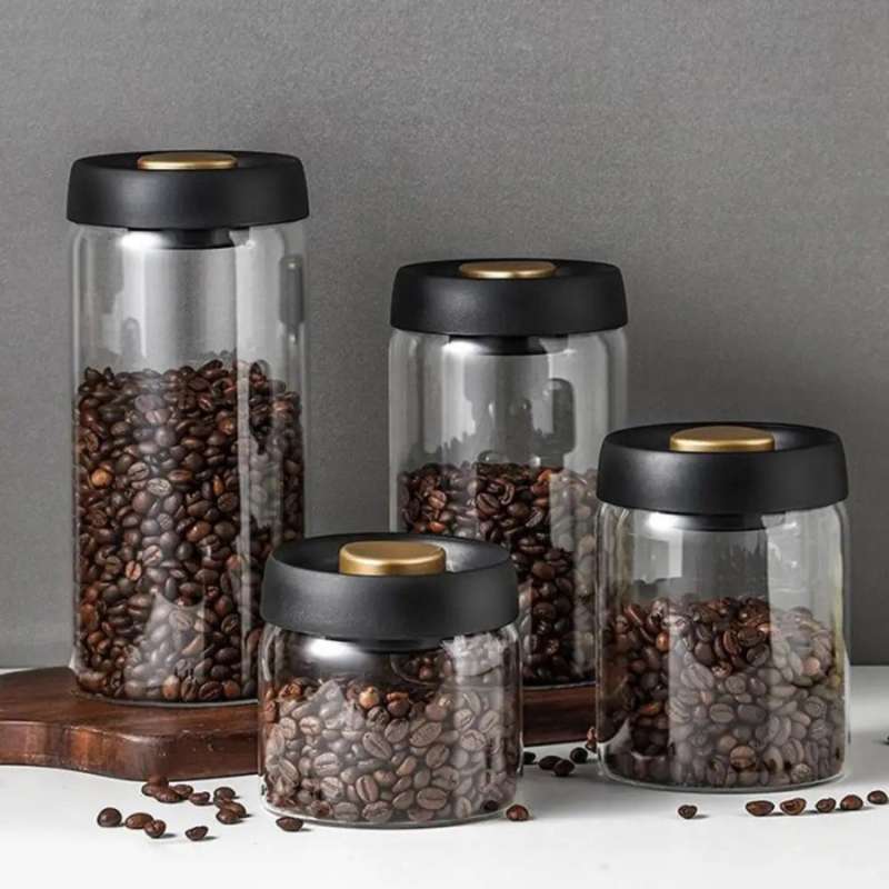 Promo toples vacuum kaca makanan coffee bean food storage tank biji ...