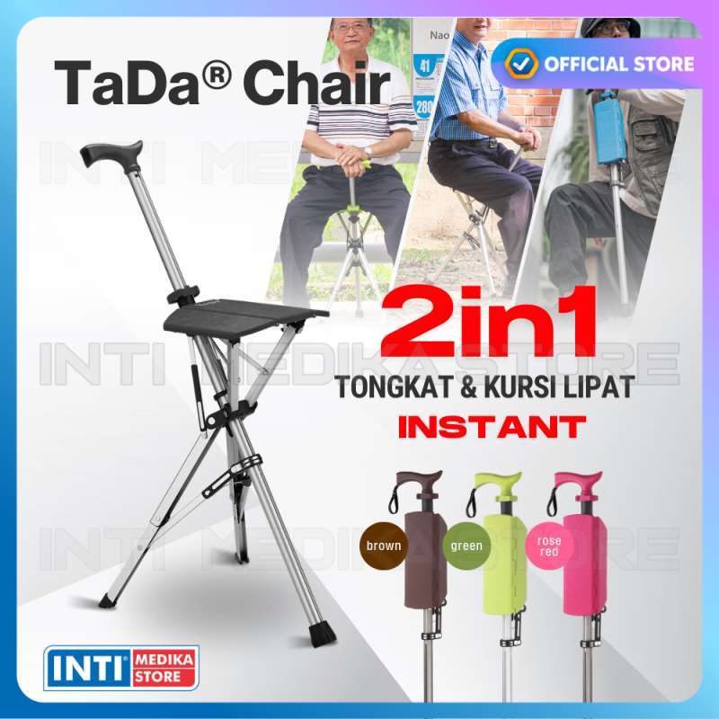 Promo TADA CHAIR - 2in1 Tongkat Lipat + Kursi Duduk PRAKTIS & INSTANT 2 ...