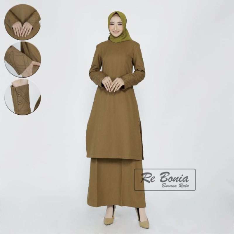 Jual Seragam Pns Wanita Pemda Coklat/tua Model Muslim/kurung Set Rok A ...