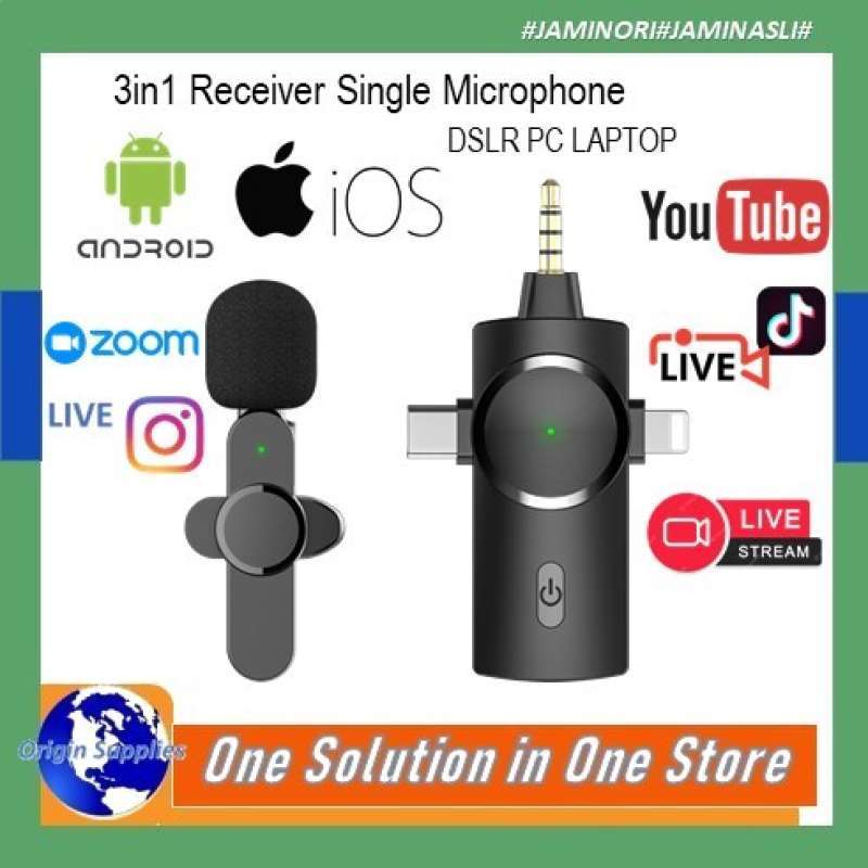 Promo MIC LAVALIER WIRELESS MICROPHONE CLIP ON HP VLOG YOUTUBER PORTABLE - - 1 MIC UNIVERSAL ...