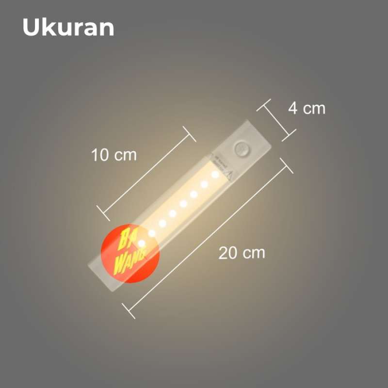 Promo LED LIGHT MAGNETIC SENSOR LAMPU OTOMATIS GERAK LEMARI DINDING ...