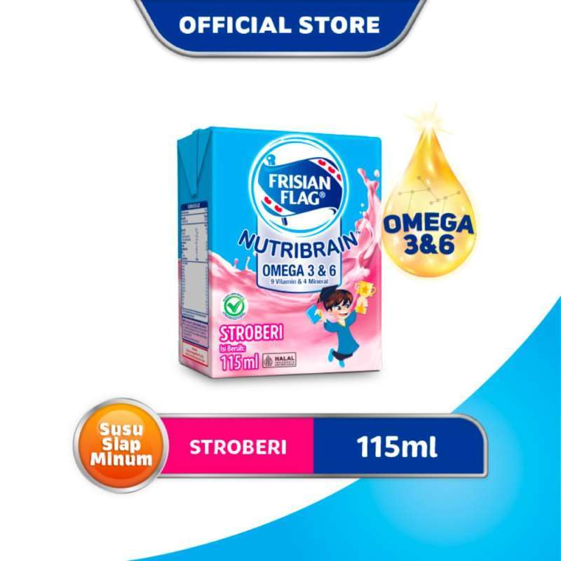 Jual Frisian Flag Nutribrain Omega Susu Uht Strawberry [115 Ml][6 Pcs ...