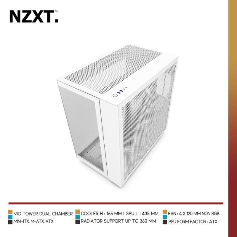 Jual NZXT H9 Flow | Dual-Chamber Mid-Tower Airflow Case - Matte Black ...