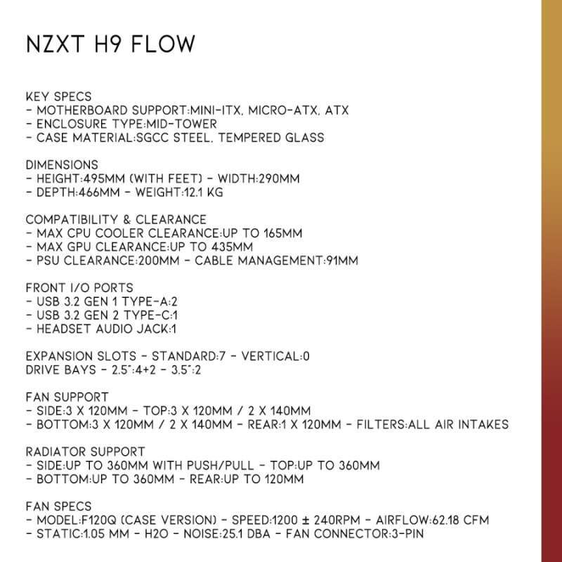 Jual NZXT H9 Flow | Dual-Chamber Mid-Tower Airflow Case - Matte White ...