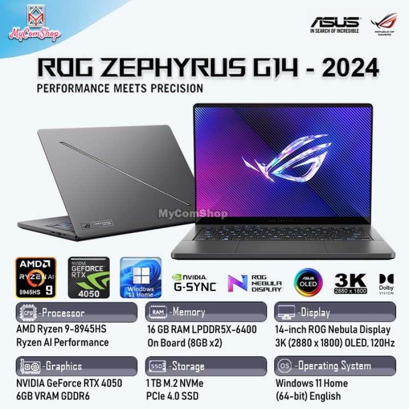 Jual Asus Rog Zephyrus G14 Ga403 Ryzen 9-8945hs 16gb 1tb Rtx 4050 3k Oled Di Seller Mycomshop ...