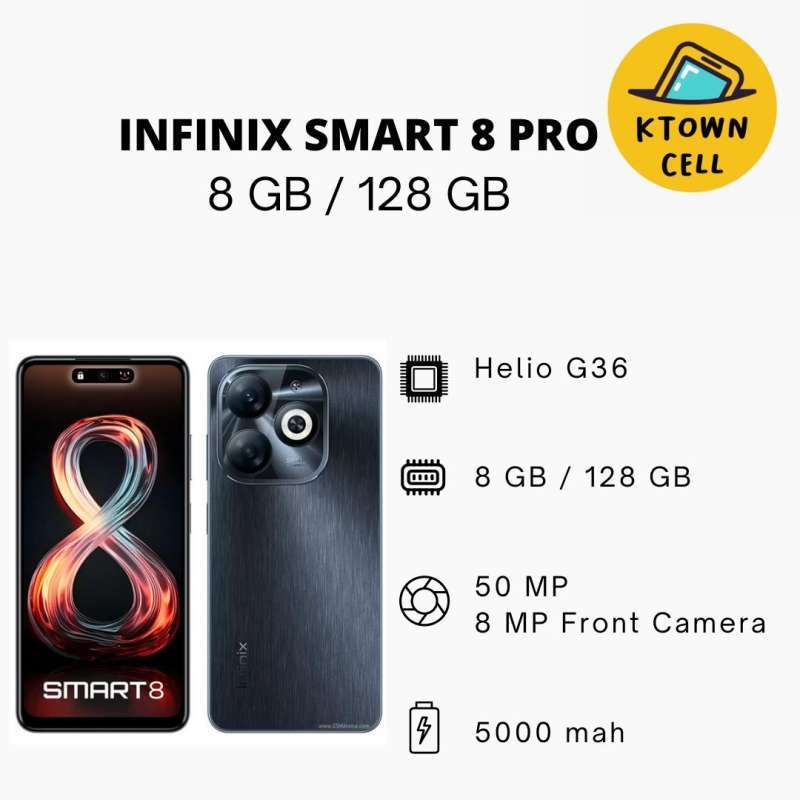 Jual INFINIX SMART 8 PRO 8/128 GB di Seller Ktown Cell - Semolowaru, Kota Surabaya | Blibli