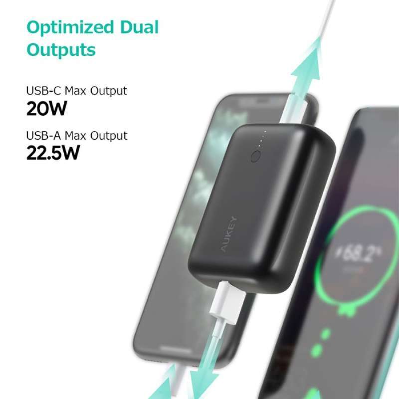 Jual AUKEY Powerbank 10000mah PB-N83S Black VOOC USB C 22.5W PD 3.0 ...