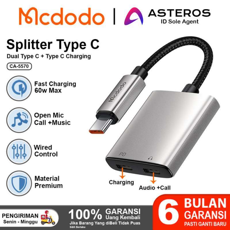 Promo MCDODO SPLITTER TYPE C TO JACK AUDIO 2IN1 FOR IPHONE 15 PRO MAX ...