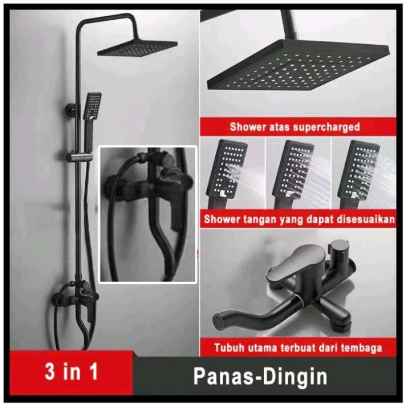 Promo SHOWER TIANG COLUMN SET MANDI KRAN AIR KERAN PANAS DINGIN - Hitam Diskon 50% di Seller ...