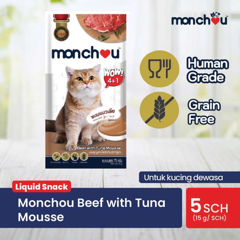 Jual Monchou Creamy Snack Kucing 75gr Human Grade (5x15gr) Cat Treat ...