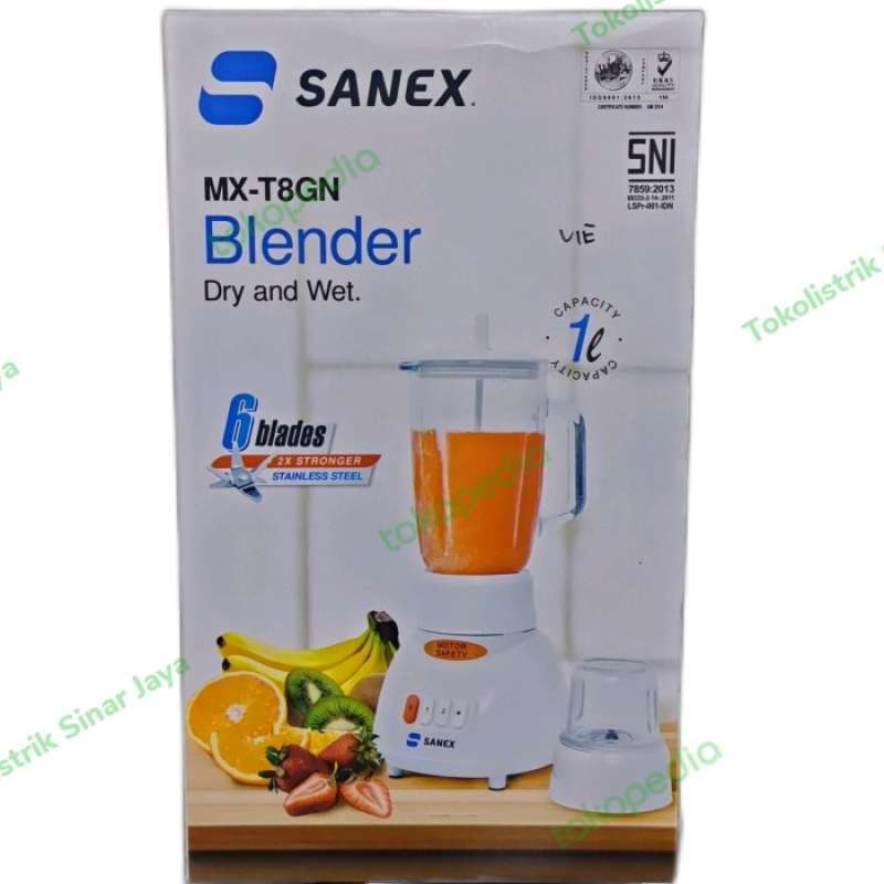 Promo Blender Sanex 6 Blades stainless steel Glass Jar 1 Liter Diskon ...
