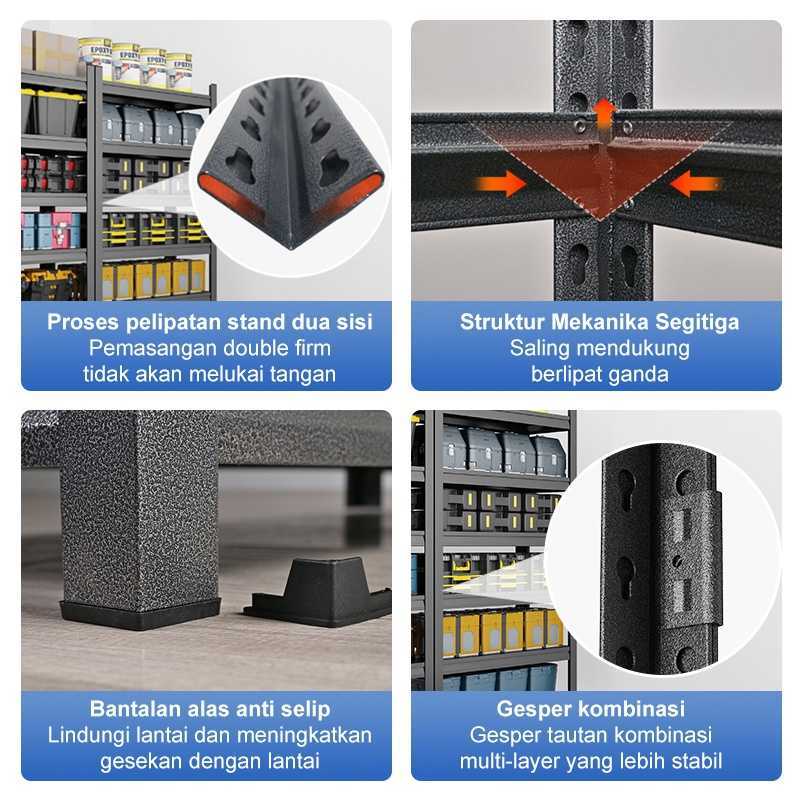 Promo Tahan Beban 1000KG Rak Besi - Rak - Besi-4L 90*30*150cm Diskon 52 ...