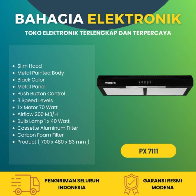 Promo Modena Px 7111 - Penghisap Asap Atau Cooker Hood 70Cm Warna Hitam ...