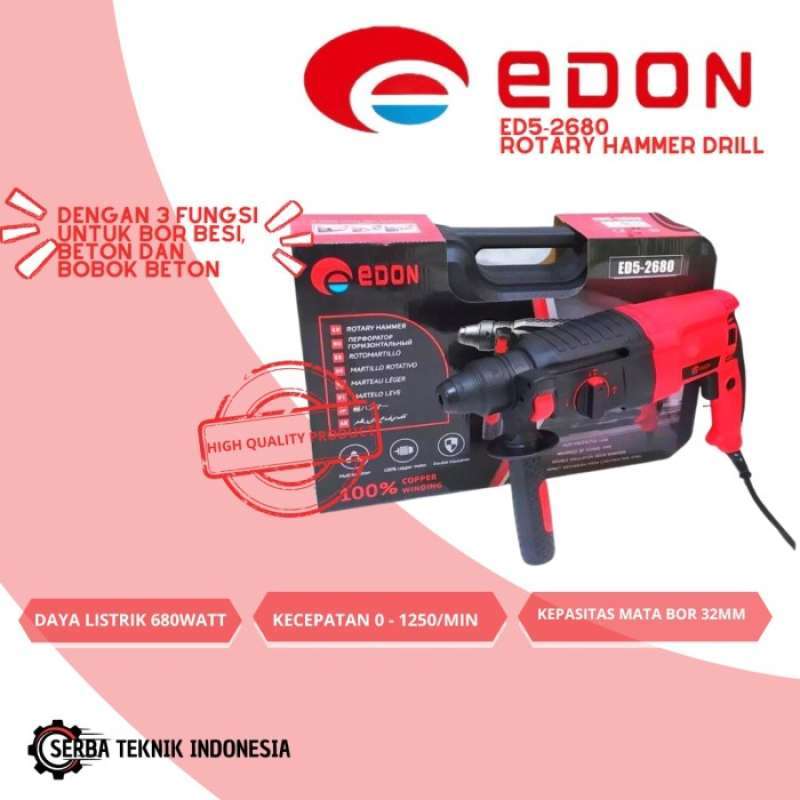 Promo MESIN BOBOK TEMBOK BETON MESIN BOR HAMMER ROTARY HAMMER EDON ED5-2680 Diskon 23% di Seller ...