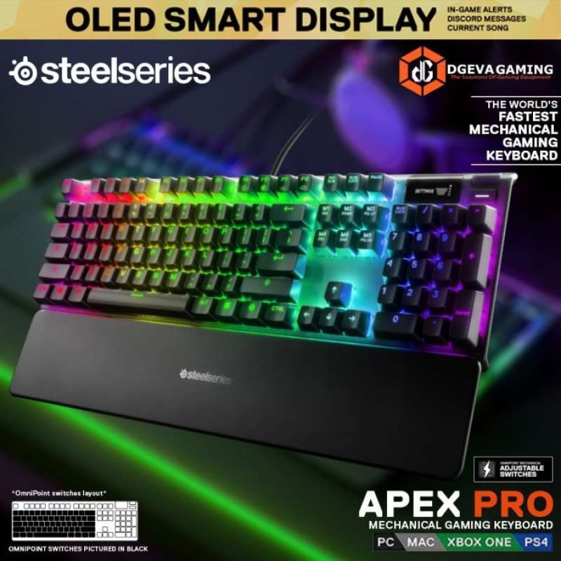 Promo Steelseries Apex Pro RGB OLED Mechanical Keyboard Gaming Diskon 9 ...
