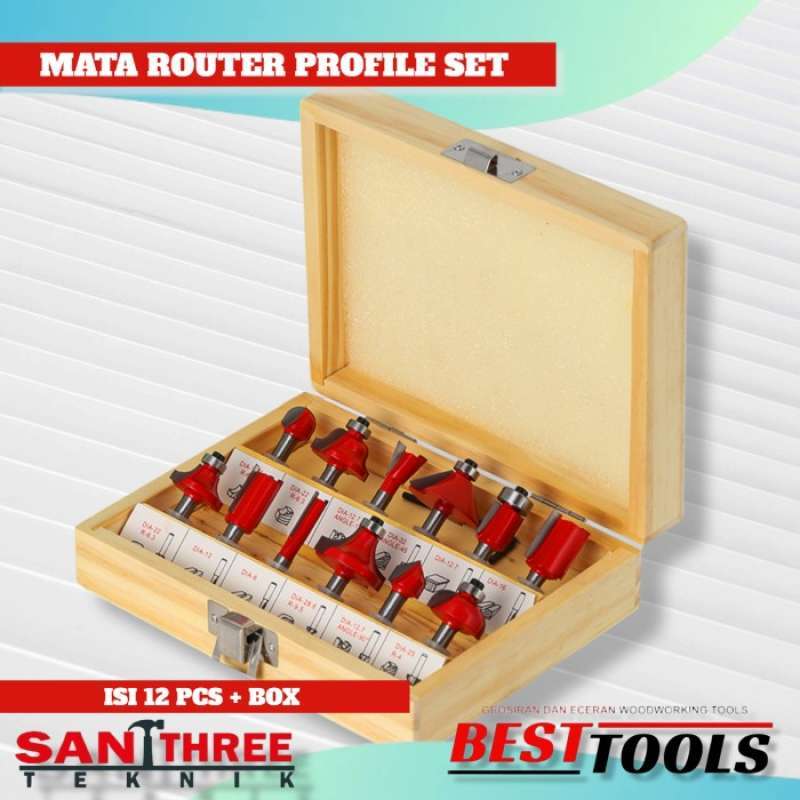 Promo Mata Profile Router Bit Bits Trimers Set 12Psc 1/4 Kotak Box Set ...