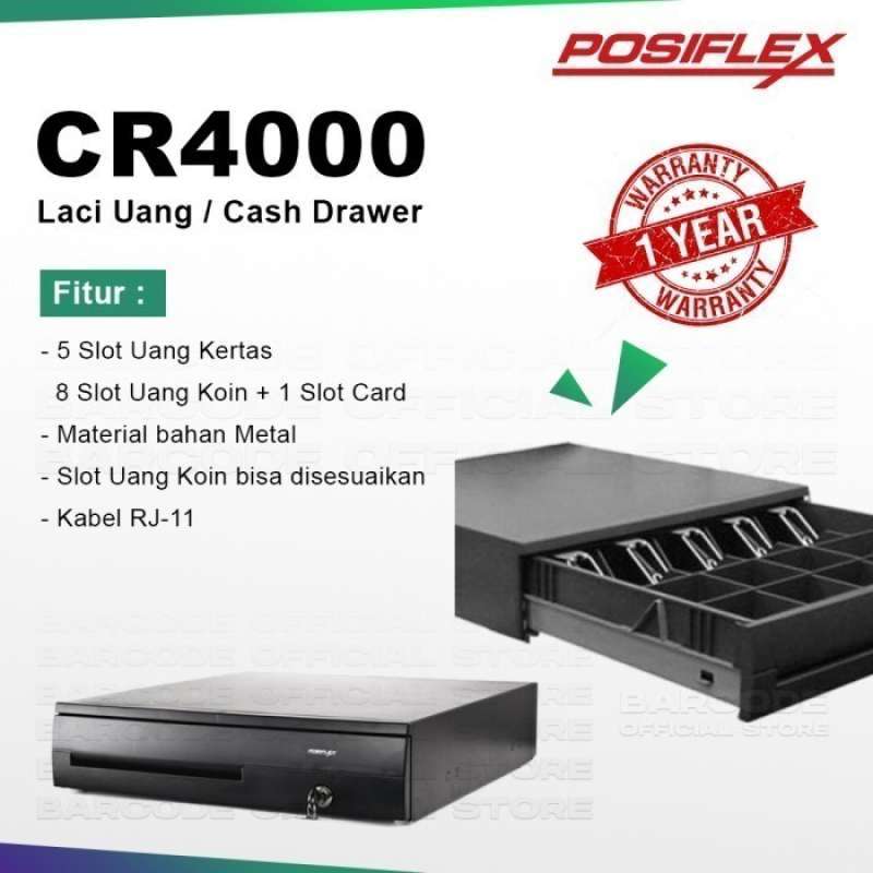 Promo Promo Posiflex Cr4000 Rj-11 Cash Drawer Terbaik Ke Printer Kasir ...