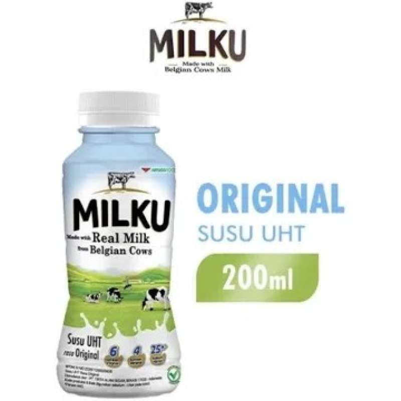 Promo Susu MILKU Original Premium Belgian Cow UHT Botol Pet - 200 ml ...