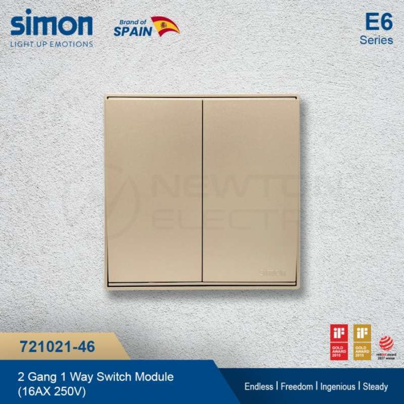 Promo Simon E6 Saklar Seri 2-gang 1-way Switch Double - Champagne (no ...