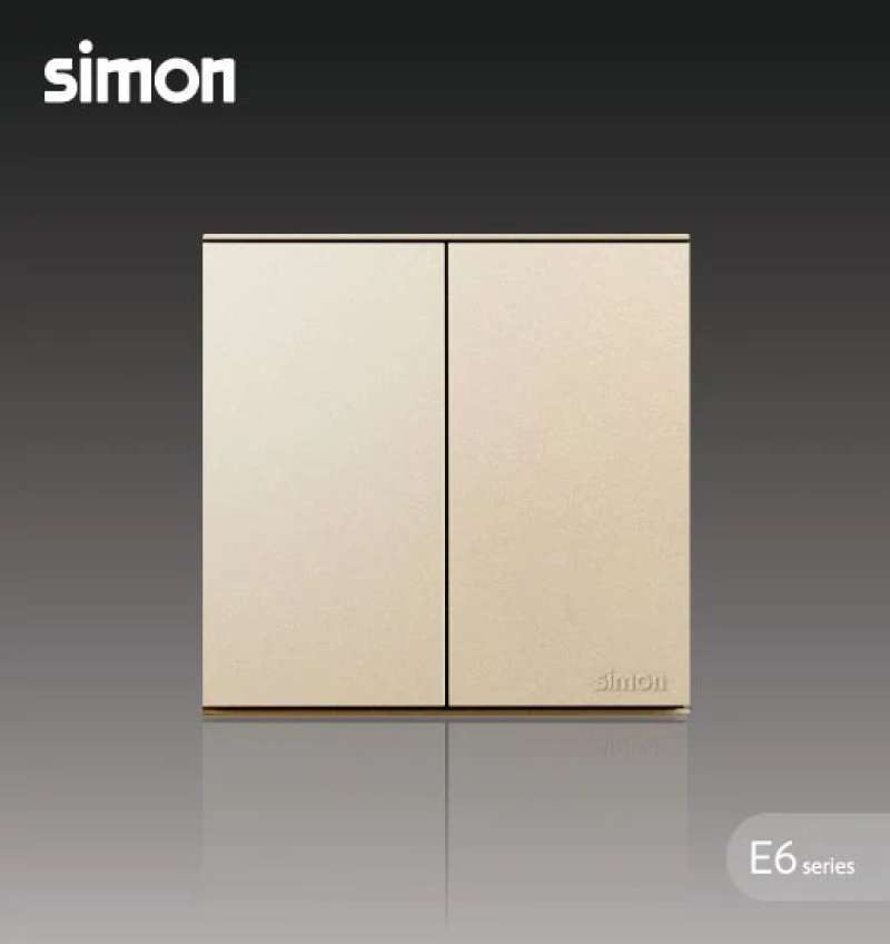 Promo Simon E6 Saklar Seri 2-gang 1-way Switch Double - Champagne (no ...