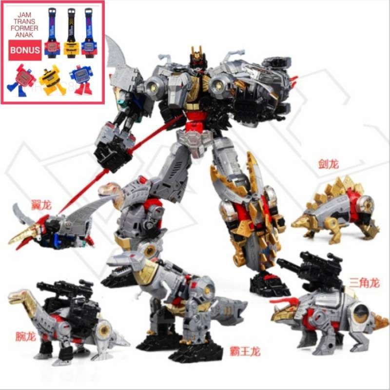 Promo Robot Transformers Dino Force 5 In 1 - Tocko99 - Silver Diskon 50 ...