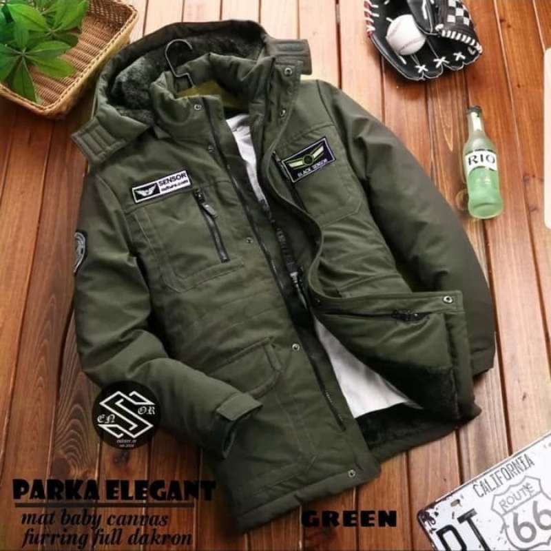 Promo Jaket Parka Elegant - Parka Pria Premium Produk - Hijau Army, M ...