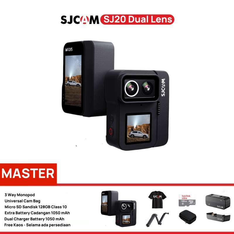 Promo Sjcam Sj20 Dual Lens Dual Screen 4k Action Camera - Premium Bundling - Sj20 Premium ...