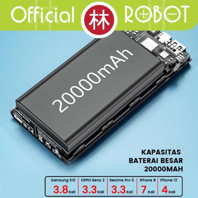 Promo Robot Rt22 Powerbank 20000mah Dual Port Input & Output Led ...