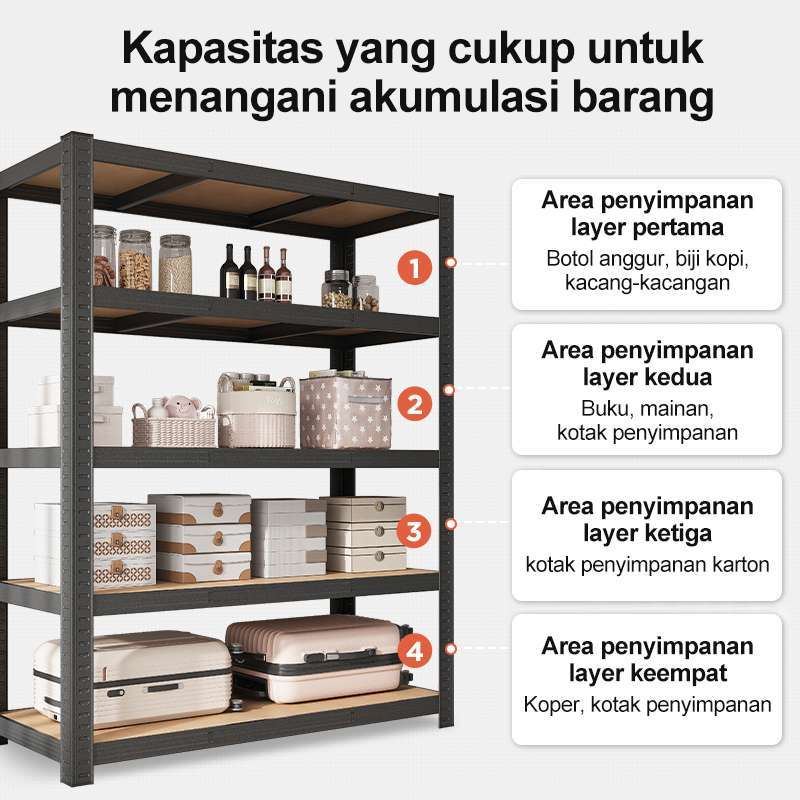 Promo Rak Besi 5 Susun Rak Besi Siku Ra - 4l—30*120*150—hitam Diskon 55 ...