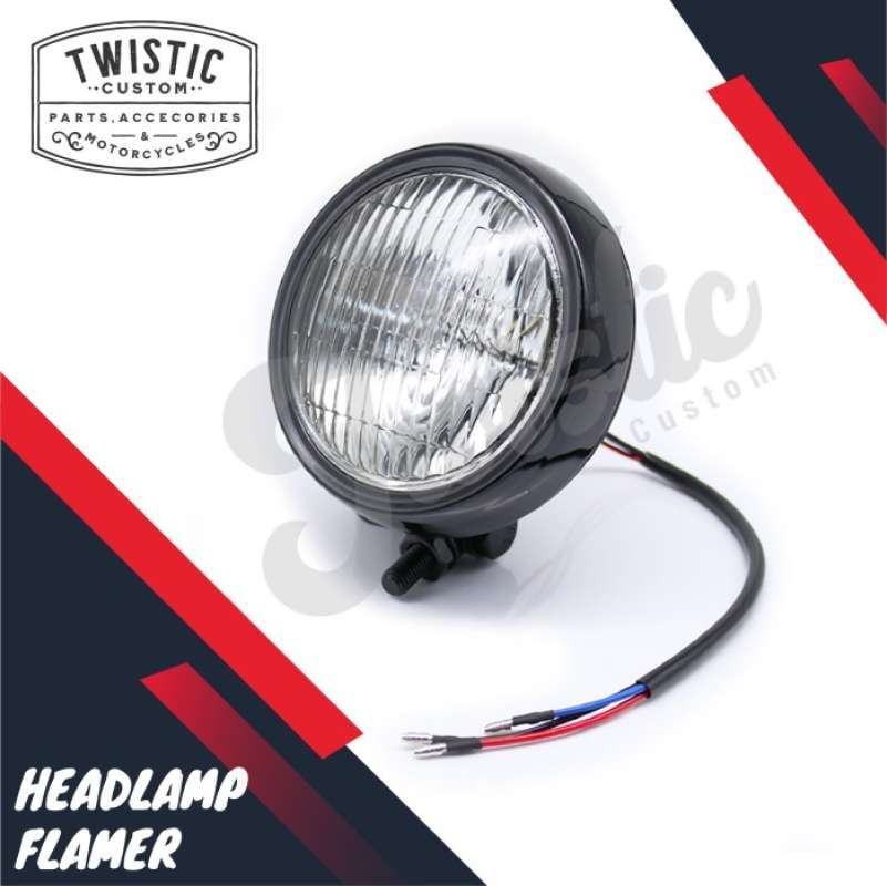 Jual Headlamp Lampu Depan Custom Motor Flamer Chopper Bobber Harley ...