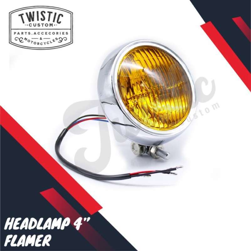 Jual Headlamp Lampu Depan Custom Motor Flamer Chopper Bobber Harley ...