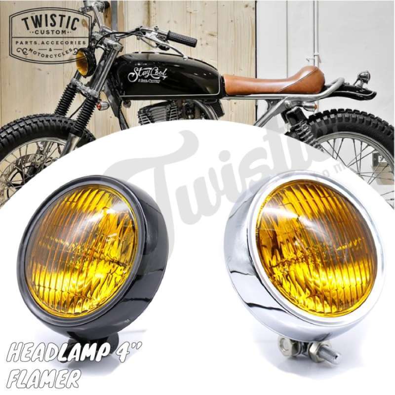 Jual Headlamp Lampu Depan Custom Motor Flamer Chopper Bobber Harley ...
