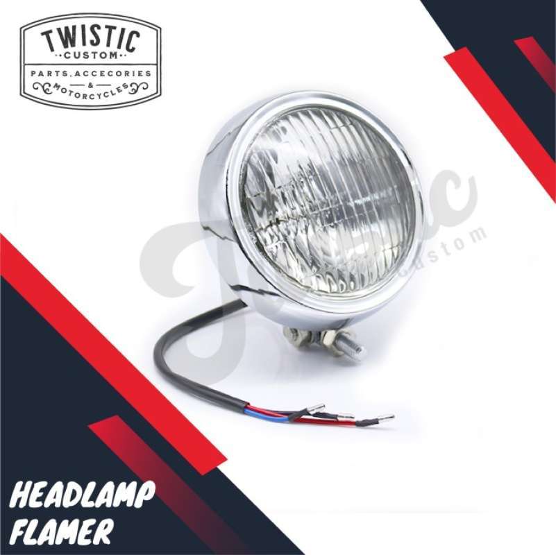Jual Headlamp Lampu Depan Custom Motor Flamer Chopper Bobber Harley ...