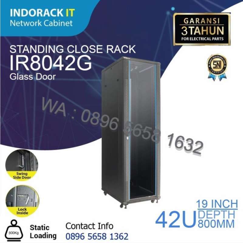 Promo Close Rack Indorack Glass Door Rack Server 42u Depth 800mm ...