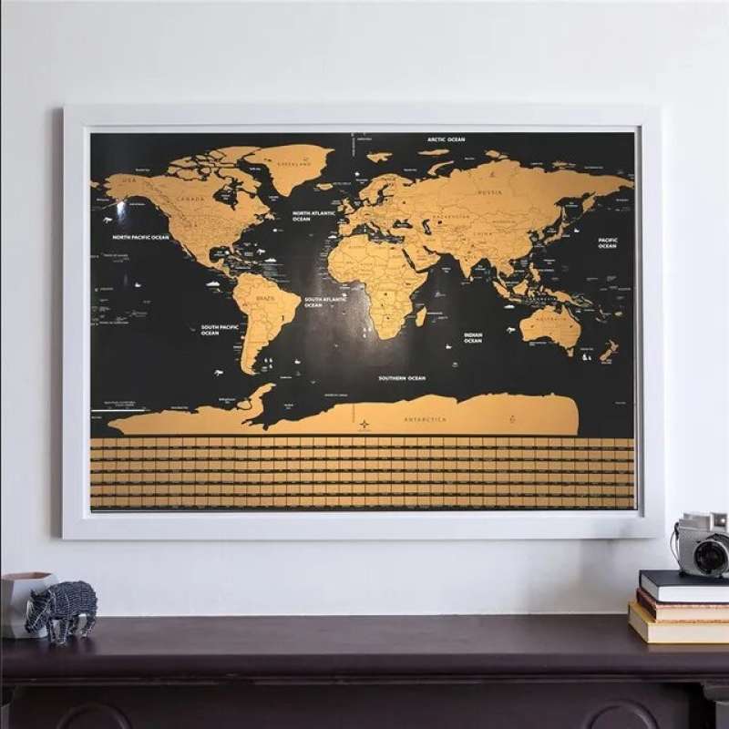 Promo Hiasan Dinding Poster Peta Dunia Scratch World Map For Mark ...