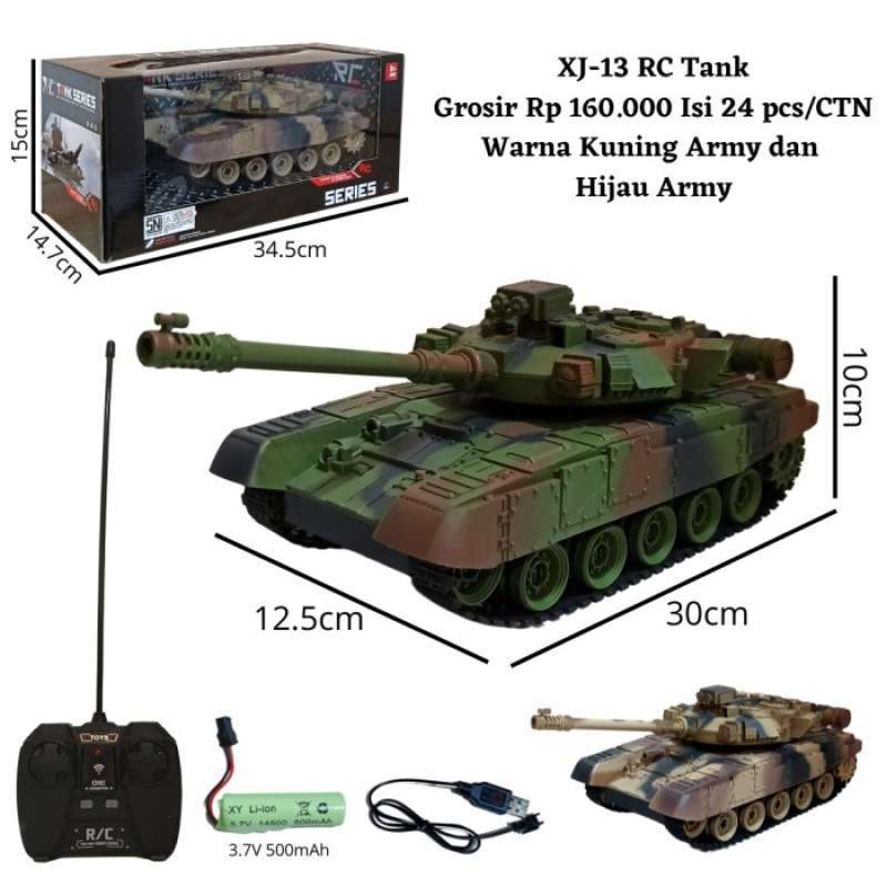 Promo Mainan Anak Rc Mobil Tank Military Besar Remote Control Militer Perang - Hijau, Baterai ...