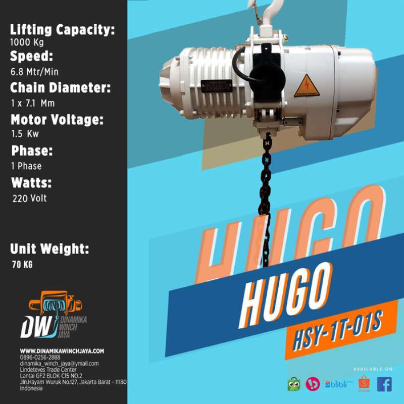 Promo Electric Chain Hoist 1 Ton 1 Phase Hsy-1t-01s Diskon 23% Di Seller Darmaroca - Cengkareng ...