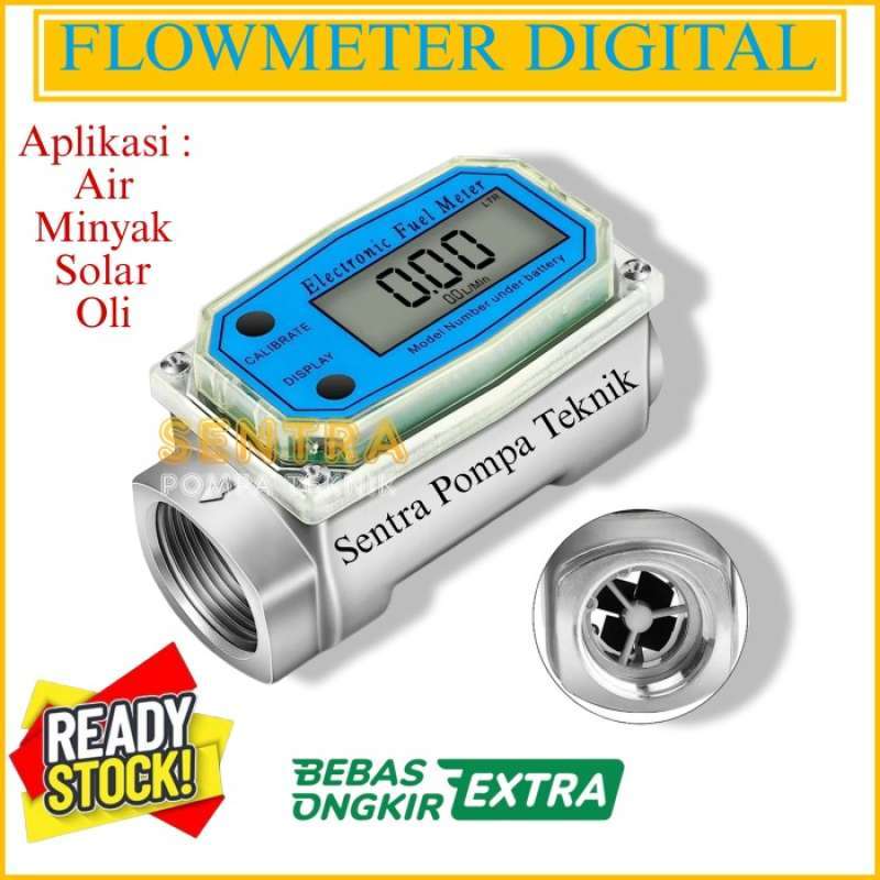 Promo Digital Flow Meter Turbine 1 Inch Flow Meter Air/solar/minyak ...