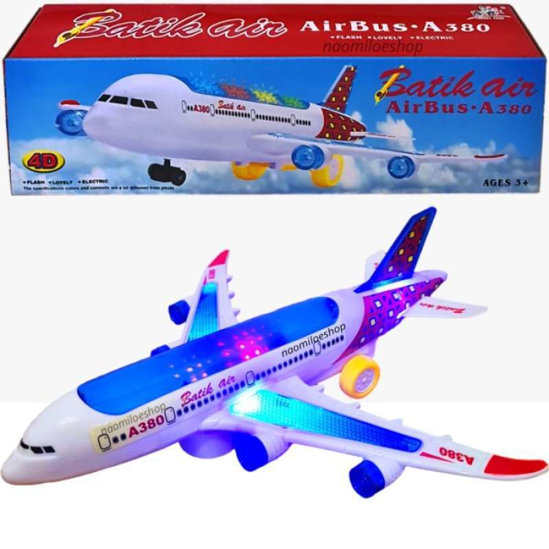 Jual Mainan Pesawat Terbang Batik Air Lampu Baterai | Jumbo Airbus A380 ...