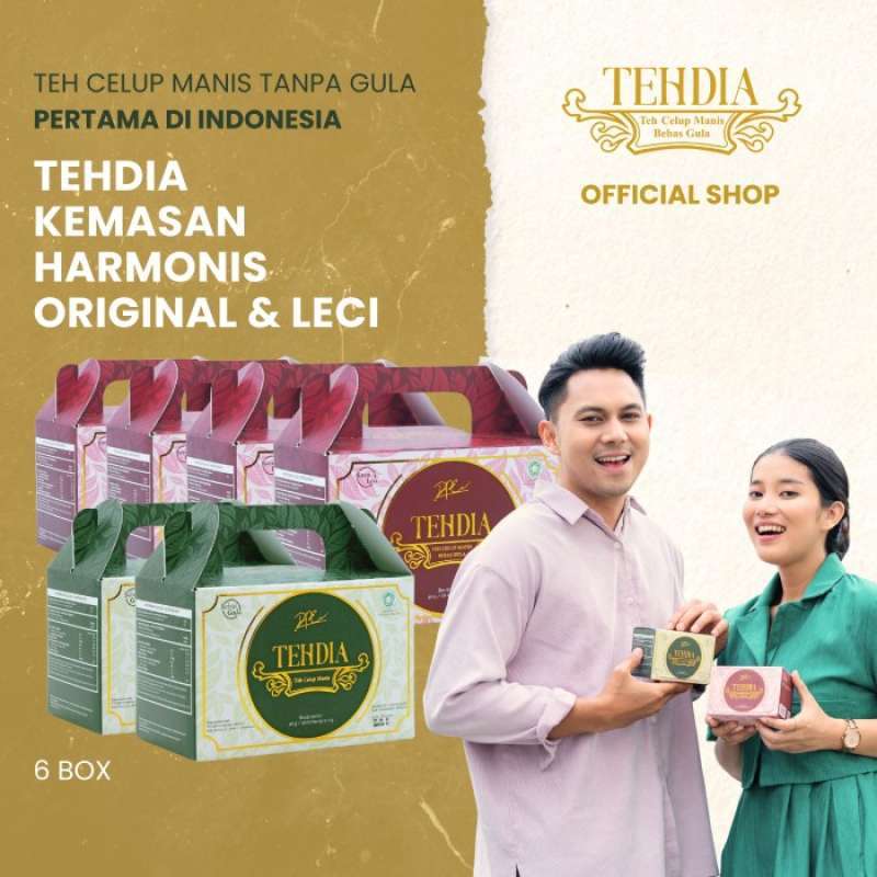 Promo Tehdia Teh Celup Manis Bebas Gula Original 2 Box Dan Leci 4 Box ...