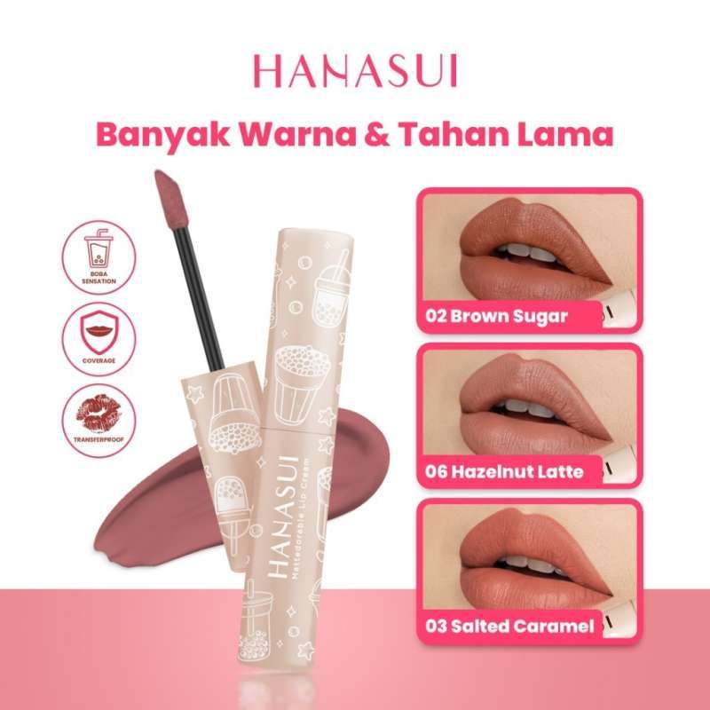 Jual Hanasui Mattedorable Lip Cream Boba Edition - 03 Salted Caramel Di ...